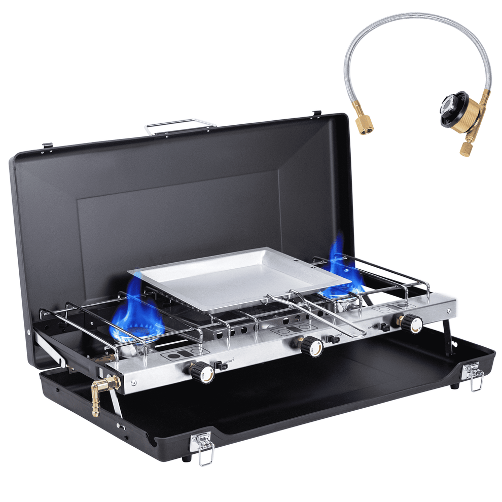 SaveJoy Gas Grill, 3 Burner Camping Stove Propane Cooker for Outdoor ...