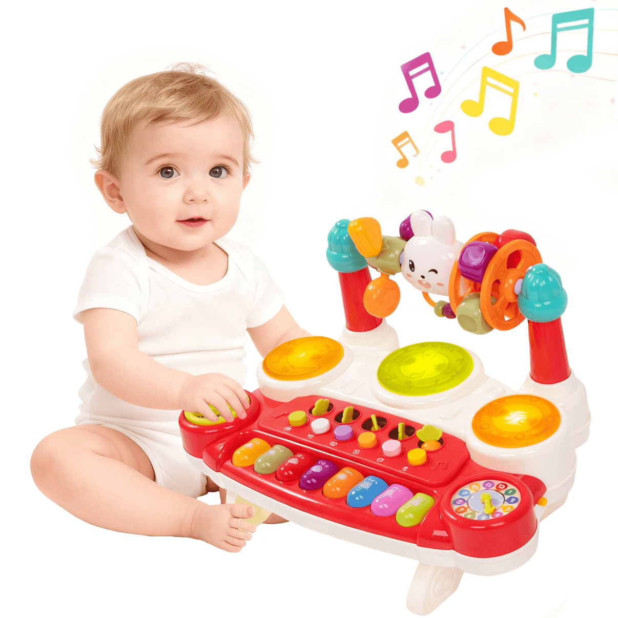 SaveJoy Baby Musical Toys 10 in 1 Piano Keyboard Drum Set for Toddler ...