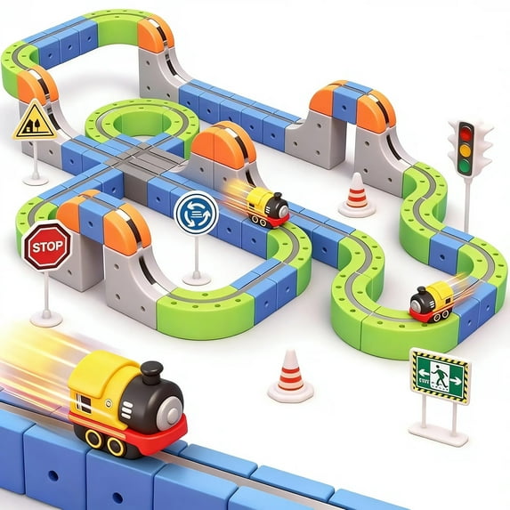 SaveJoy Magnetic Car Toys, 126PCS DIY Race Car Track Building Kit with ...