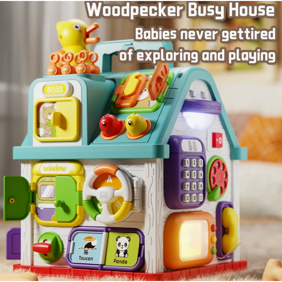 SaveJoy Montessori Activity Cube, 16-in-1 Interactive Baby Toys with M ...