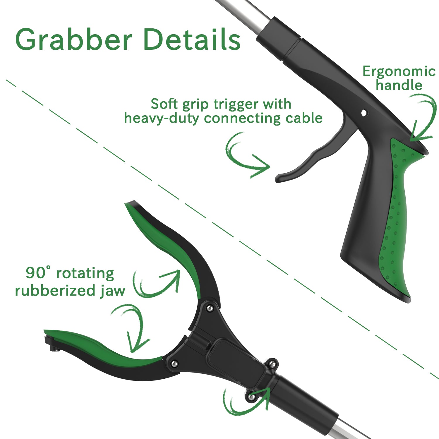 ORFELD Reacher Grabber Tool, 32" Foldable Claw Grabber with Light, Arm