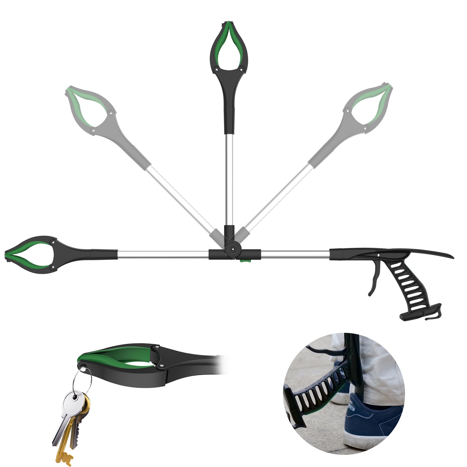 ORFELD 32" Foldable Trash Picker Grabber, 90° Rotating Arm Extended Re